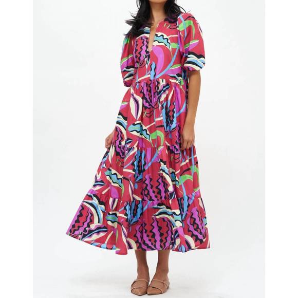 Oliphant | Dresses | New Oliphant Puff Sleeve Maxi Dress In Rhubarb ...